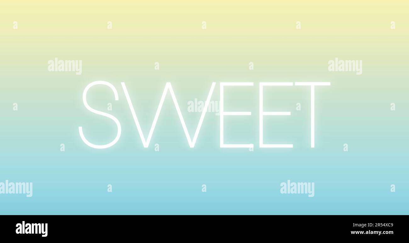 Image of sweet text over yellow to blue background Stock Photo - Alamy