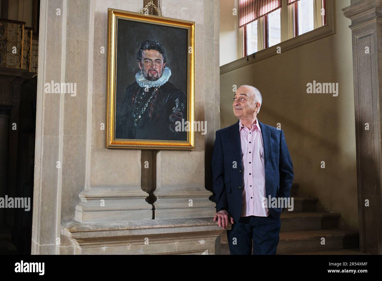 EDITORIAL USE ONLY Tony Robinson unveils an oil painting of Blackadder ...