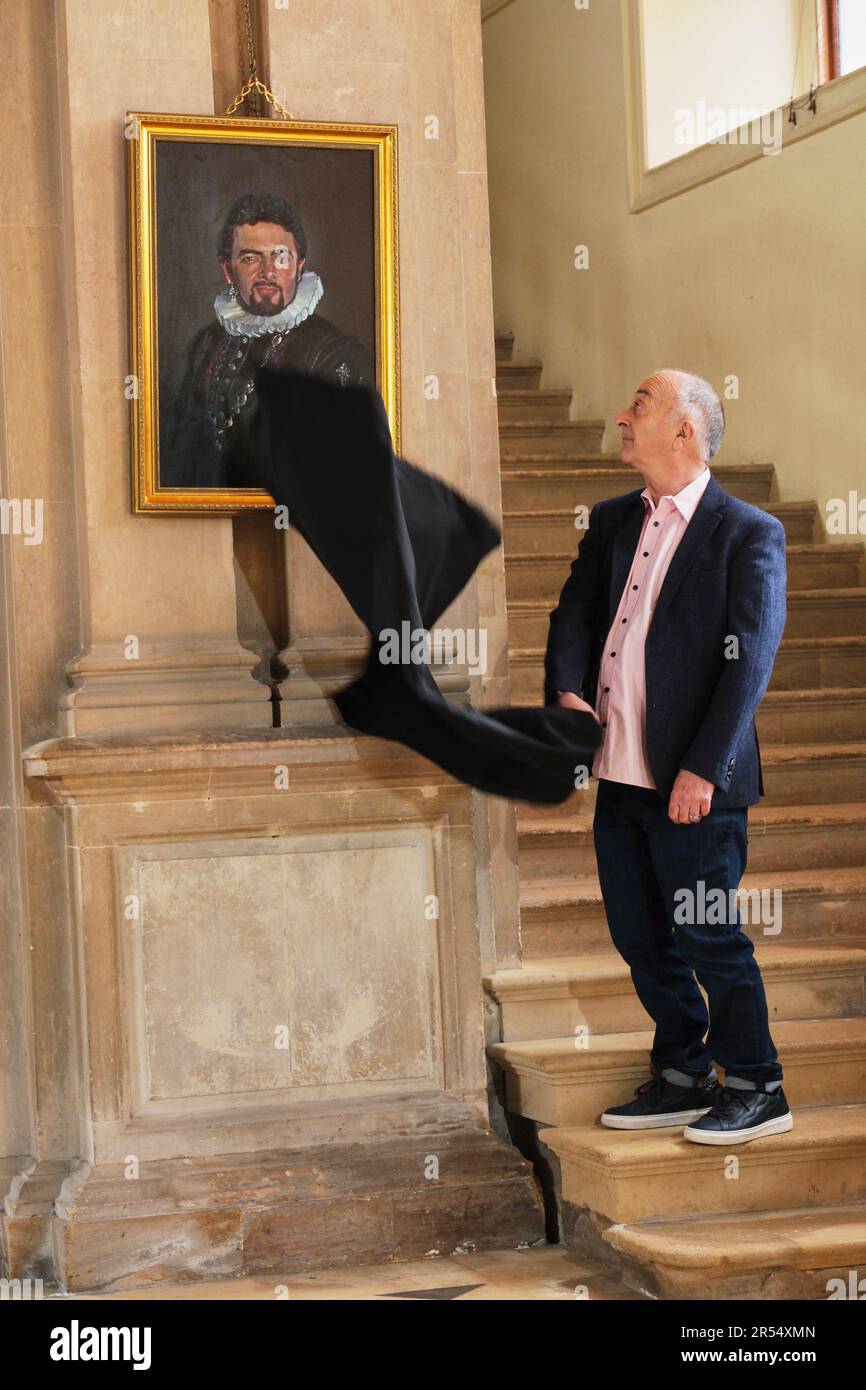 EDITORIAL USE ONLY Tony Robinson unveils an oil painting of Blackadder ...