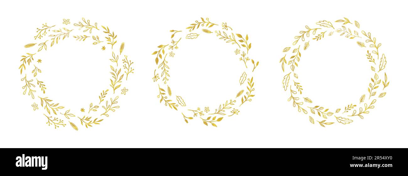 Golden circle flower frame hi-res stock photography and images - Alamy