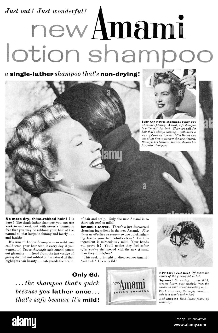 1955 British advertisement for Amami Lotion Shampoo Stock Photo - Alamy