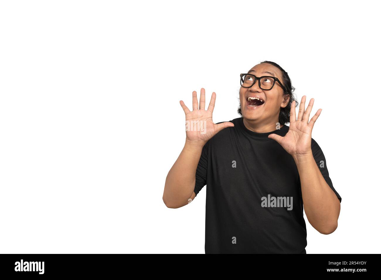 Portrait of an Asian man with a happy facial expression isolated over ...