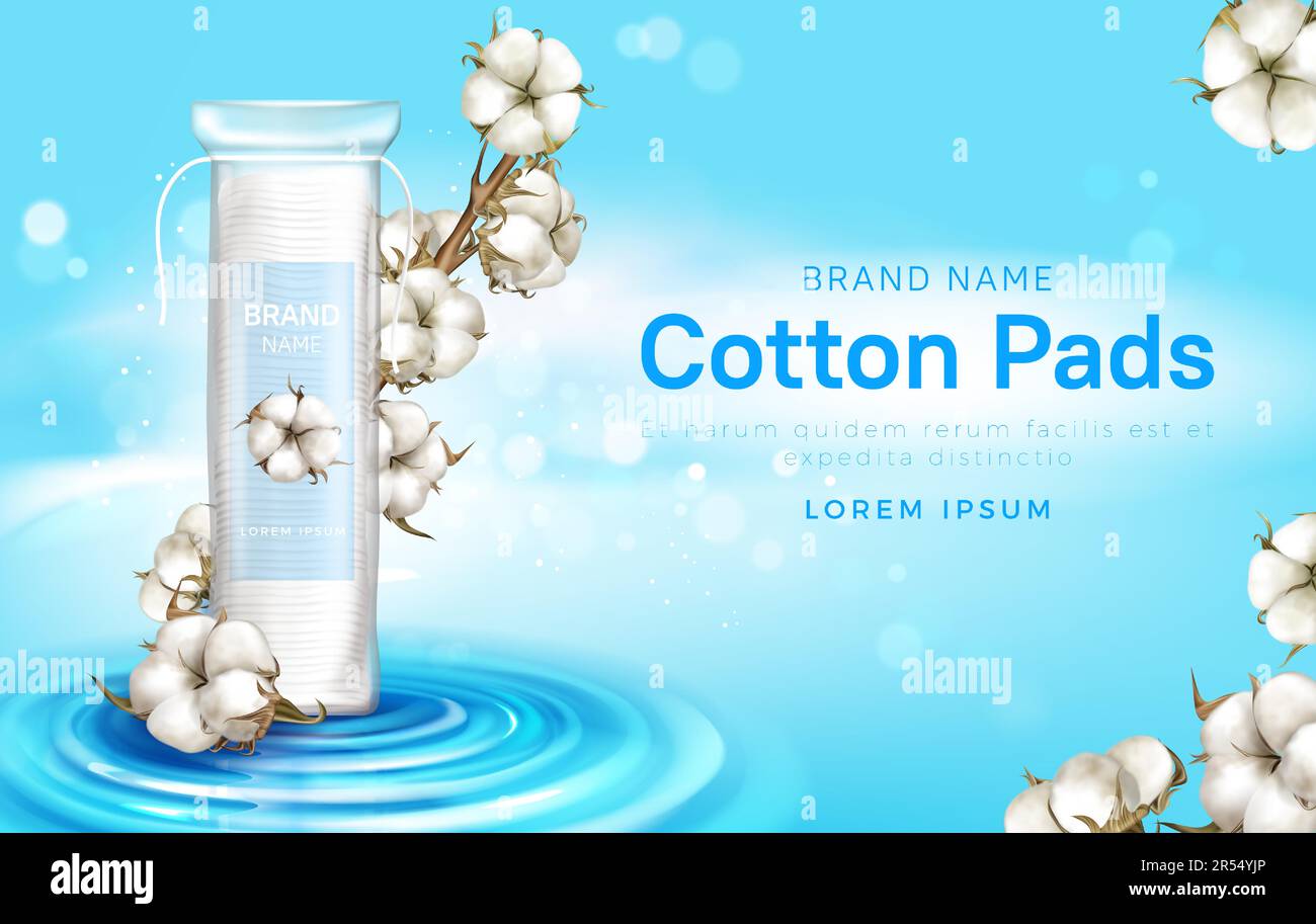 Cotton pads cosmetic product ad poster, round makeup removing disks for ...