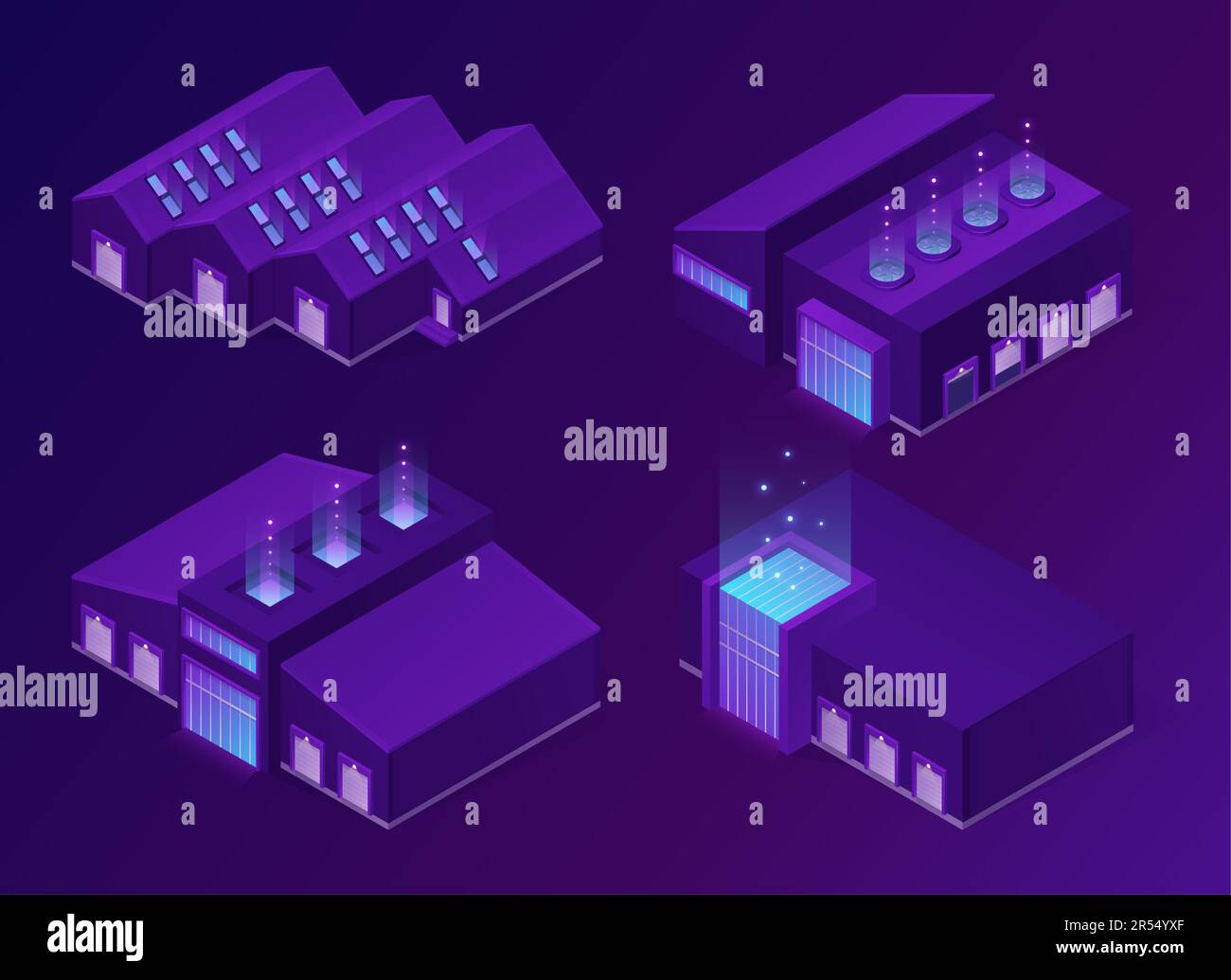 Isometric storehouse, logistics warehouse or factory buildings with ...