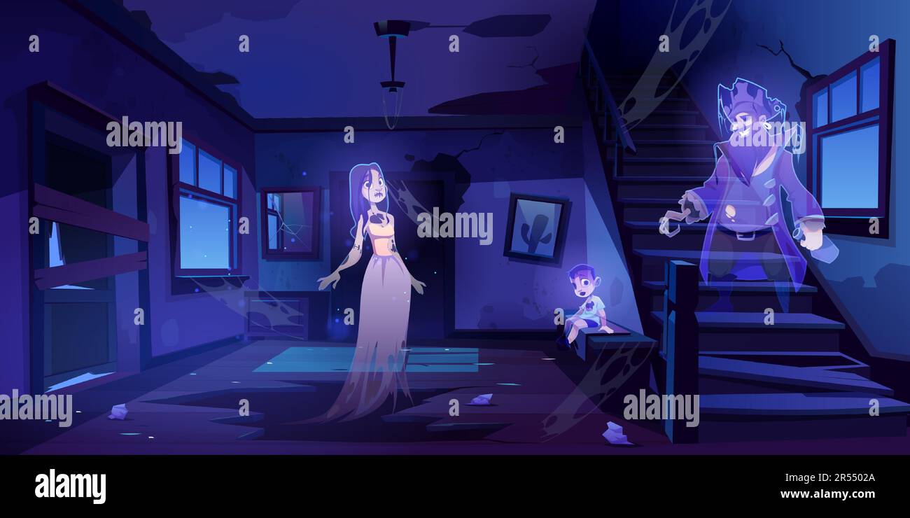 Child ghost stairs Stock Vector Images - Alamy