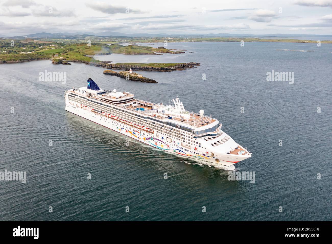 KILLYBEGS, IRELAND - MAY 16 2023: The Norwegian Star leaving after ...