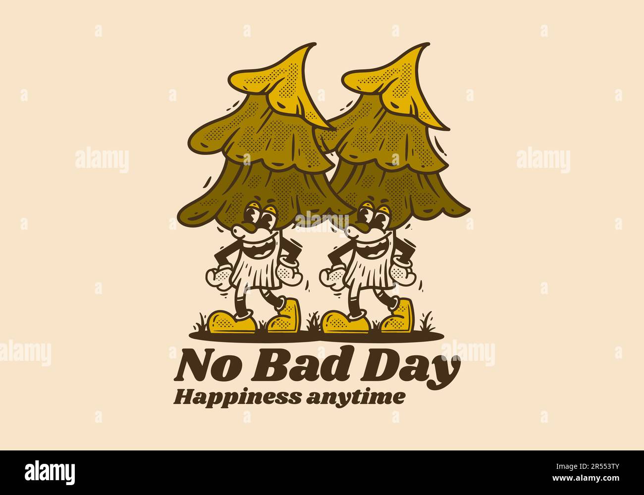 Mascot character design of pine tree in vintage style Stock Vector ...