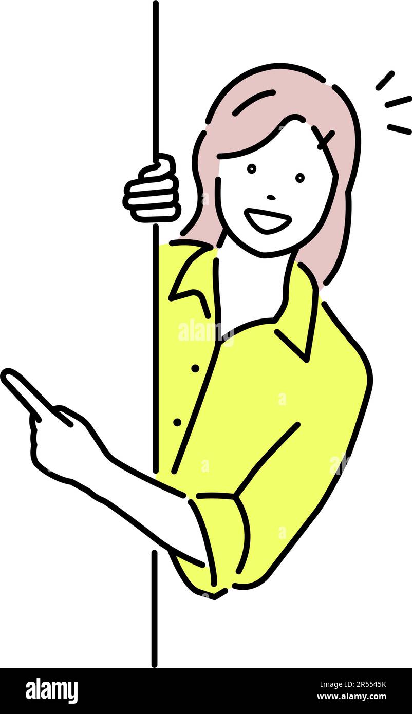 Young woman pointing (intorducing ) vector illustration Stock Vector ...