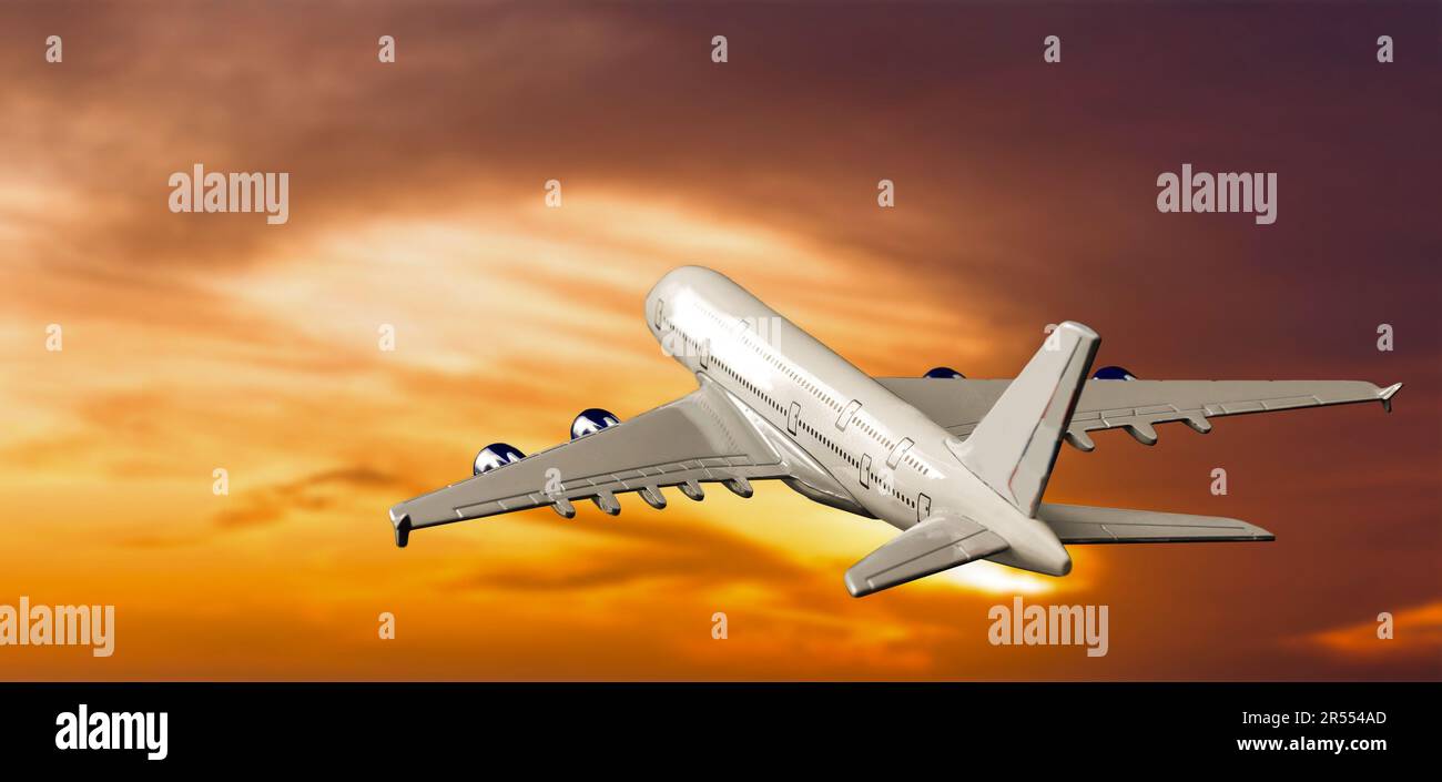 Airplane high speed on the clouds sky Stock Photo - Alamy