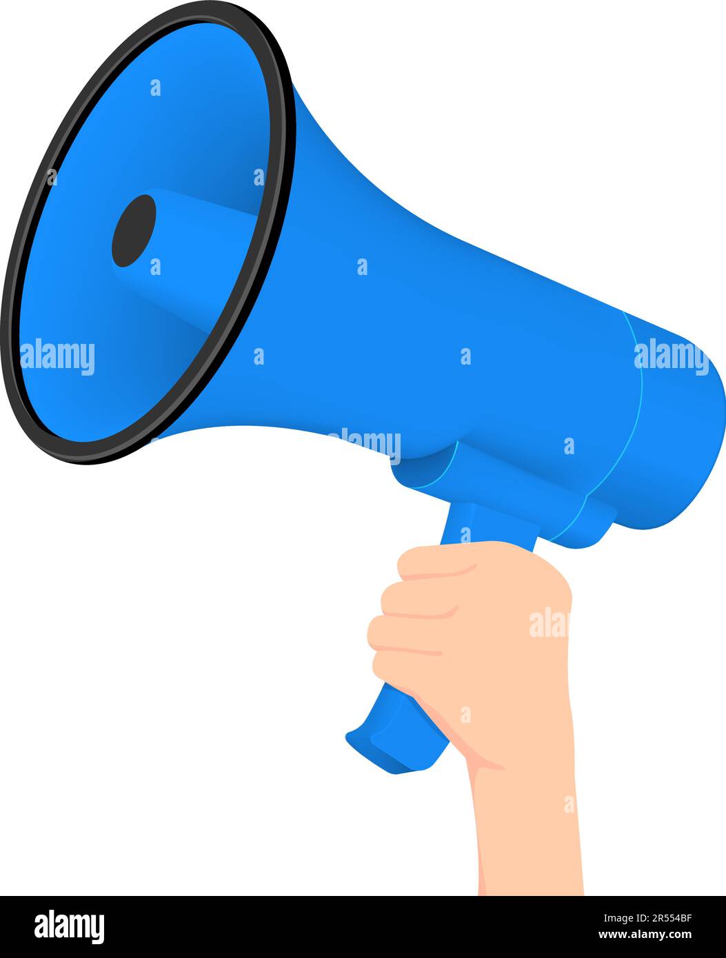 Megaphone ( blue color ) with hand vector illustration Stock Vector ...