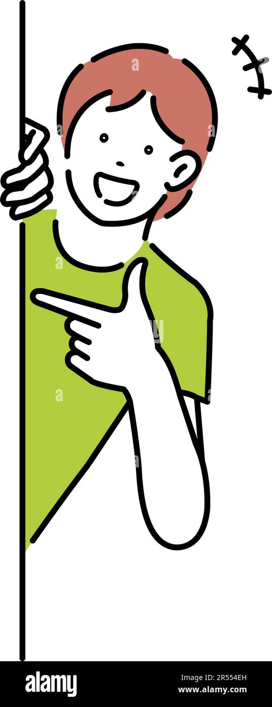 Young man pointing (intorducing ) vector illustration Stock Vector ...