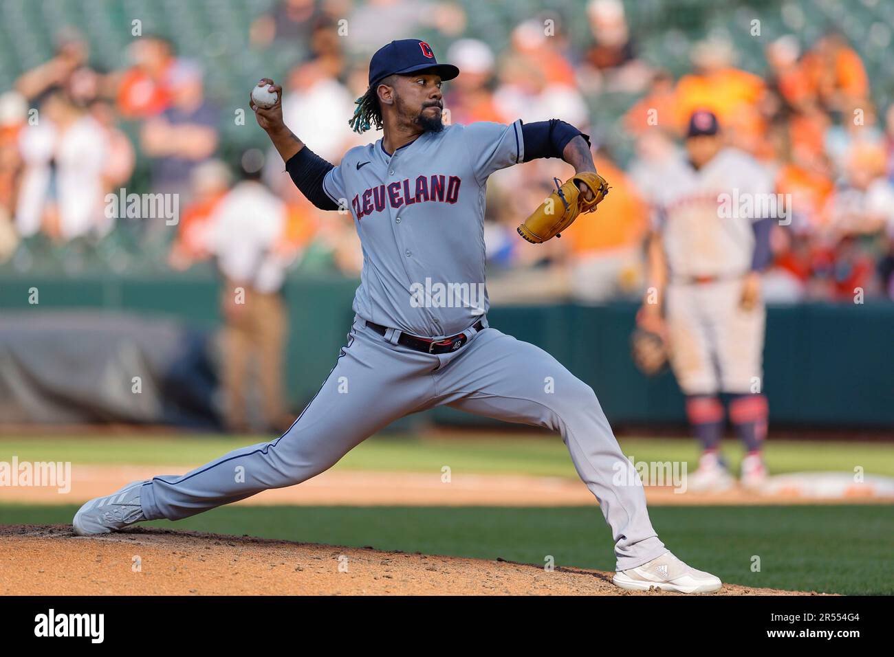 Baltimore, MD, USA; Cleveland Guardians relief pitcher Emmanuel Clase ...