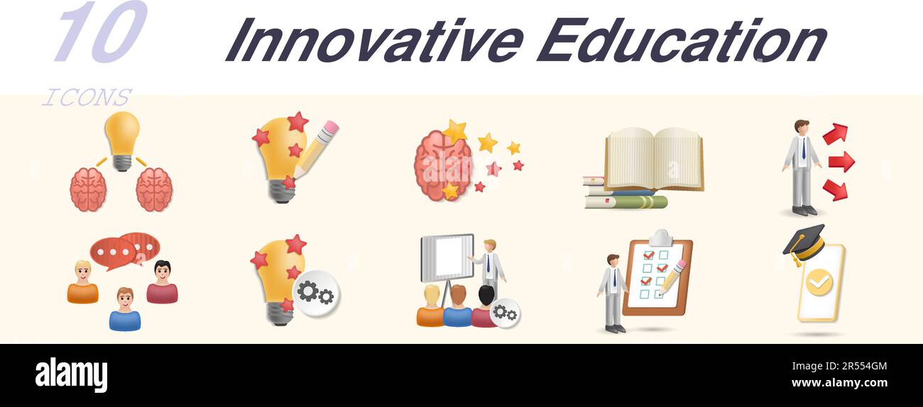 Innovative education set. Creative icons: brainstorming, creative ...