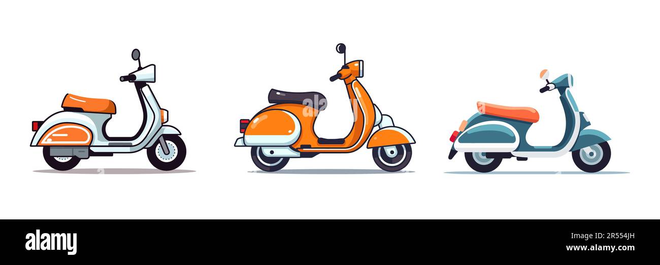 Set scooter icon logo flat style on white background. Vector ...