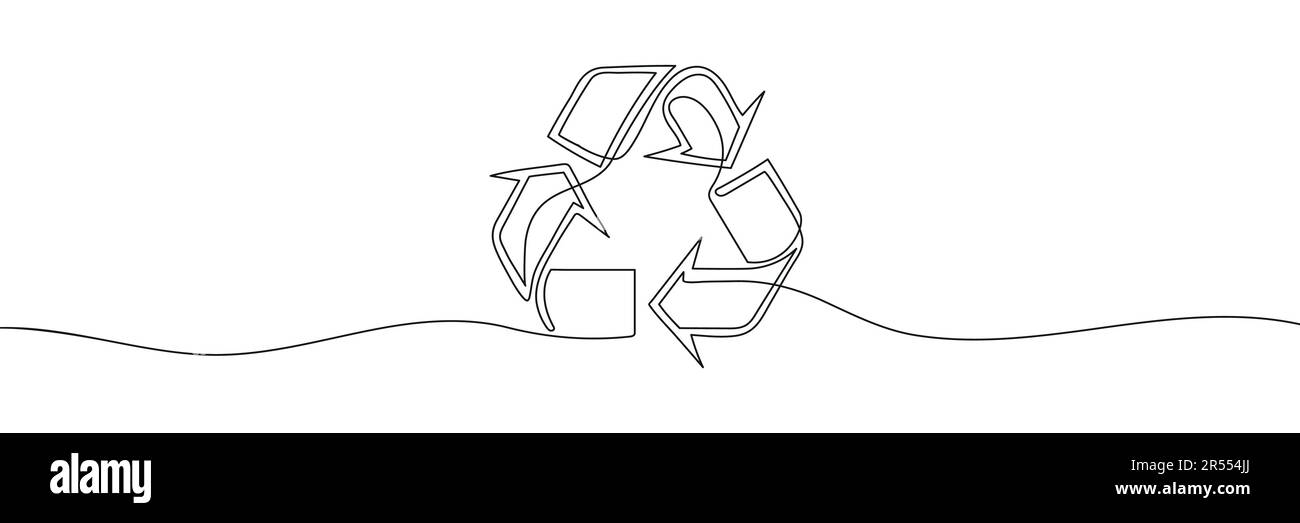 One line continuous recycling symbol. Recycling linear icon. Ecology ...