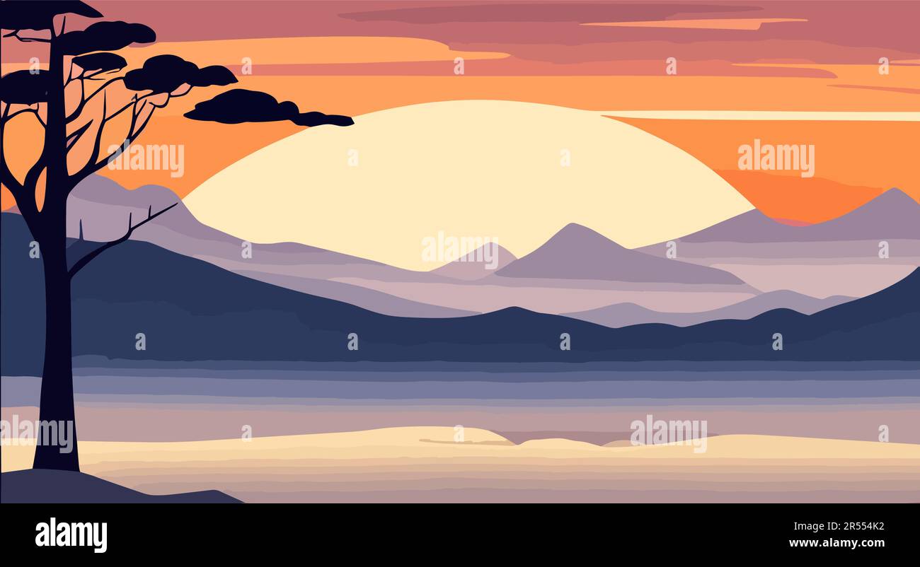 Abstract Sunset And Mountains