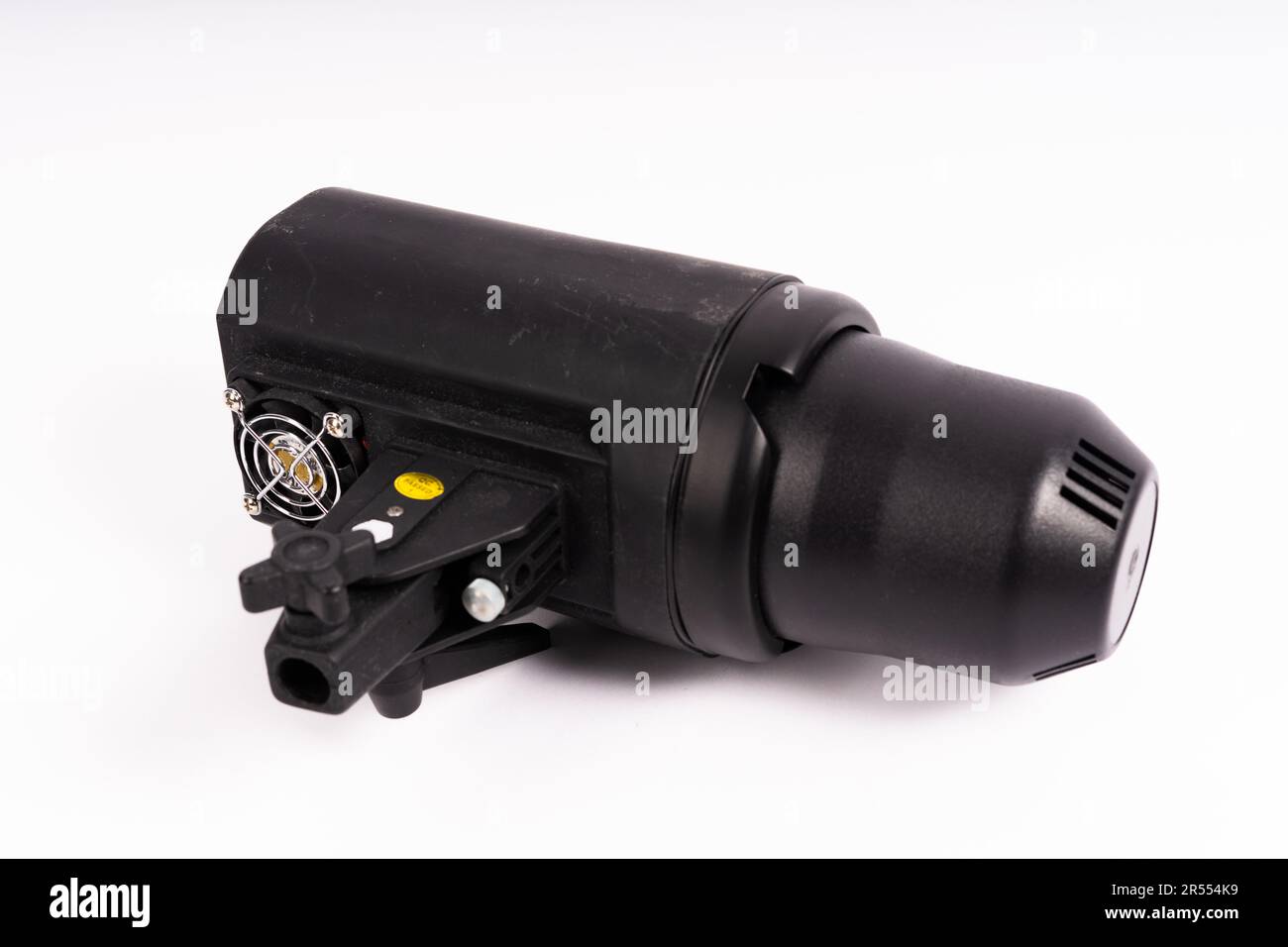 Studio light flash lamp closeup on white background isolated Stock ...