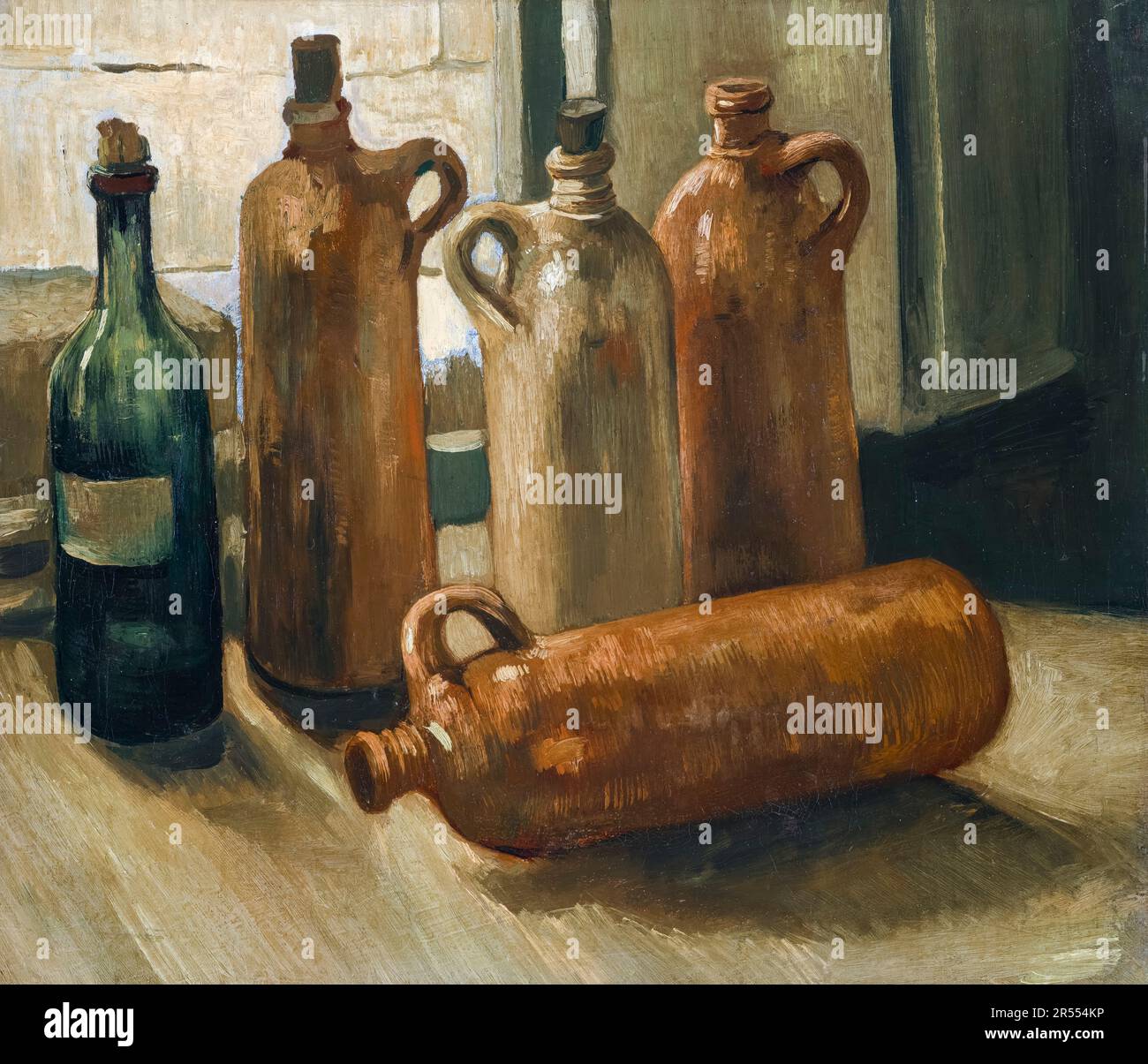 Vincent van Gogh, Still Life with Five Bottles, painting 1884 Stock ...
