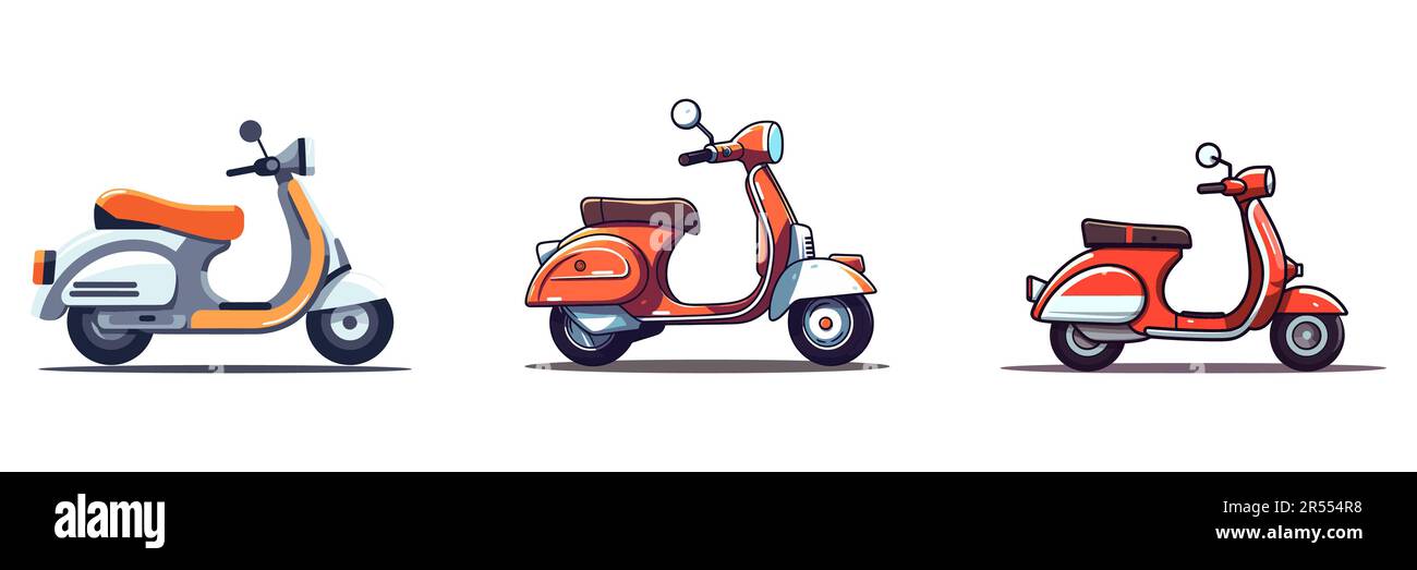 Set scooter icon logo flat style on white background. Vector ...