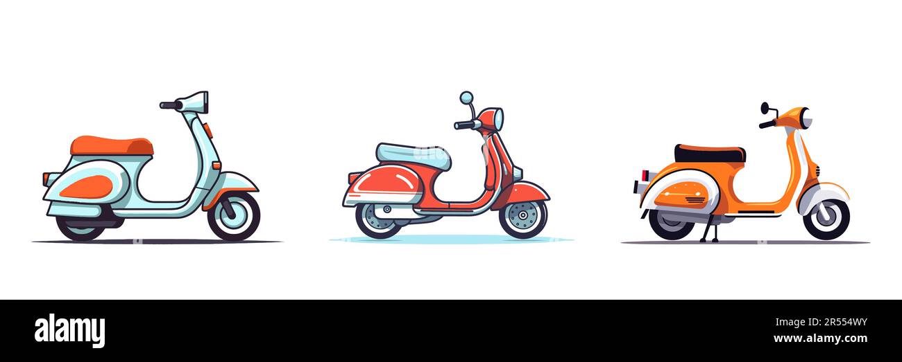 Set scooter icon logo flat style on white background. Vector ...