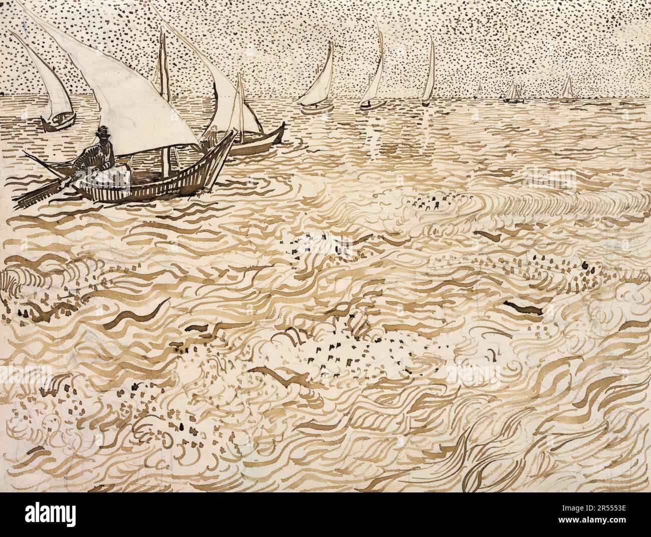 Vincent van Gogh, Boats at Saintes-Maries, drawing 1888 Stock Photo - Alamy