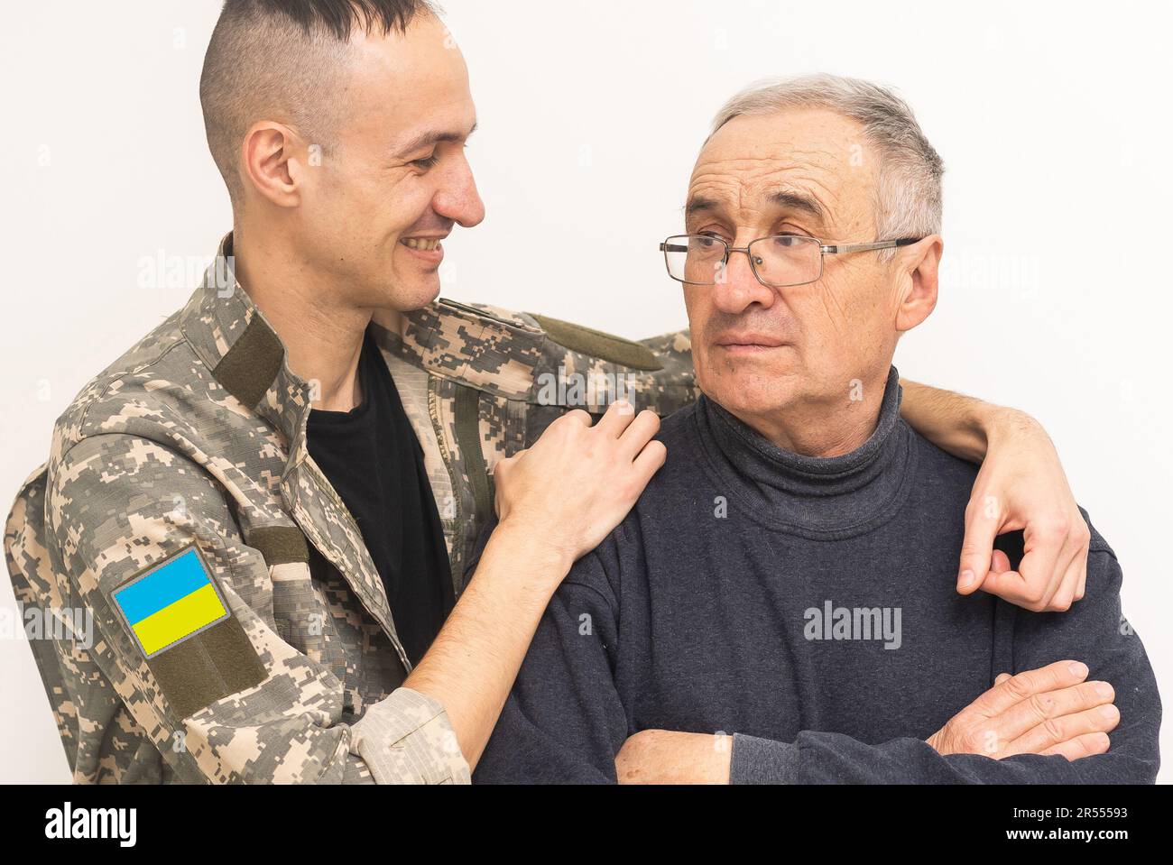 Ukrainian military man with his father Stock Photo - Alamy
