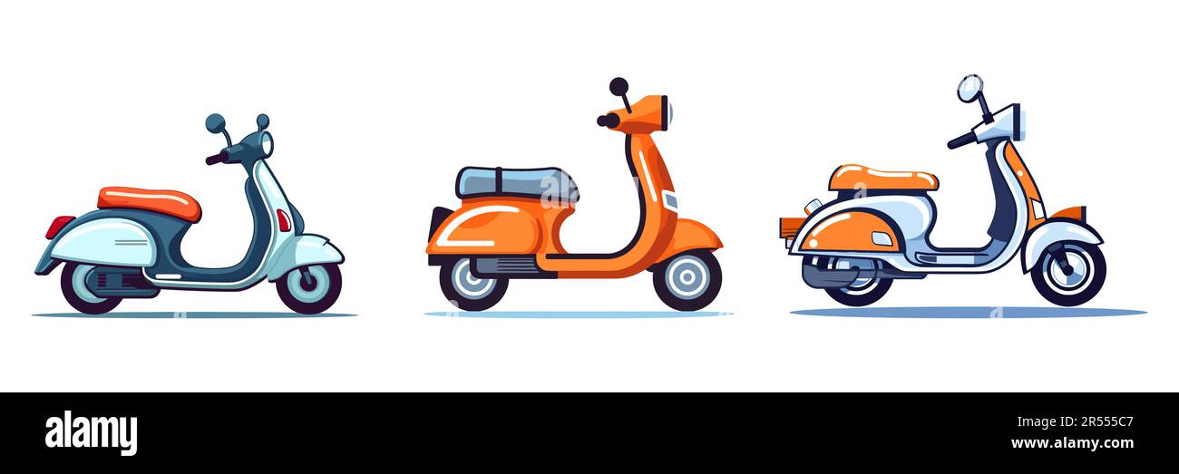 Set scooter icon logo flat style on white background. Vector ...