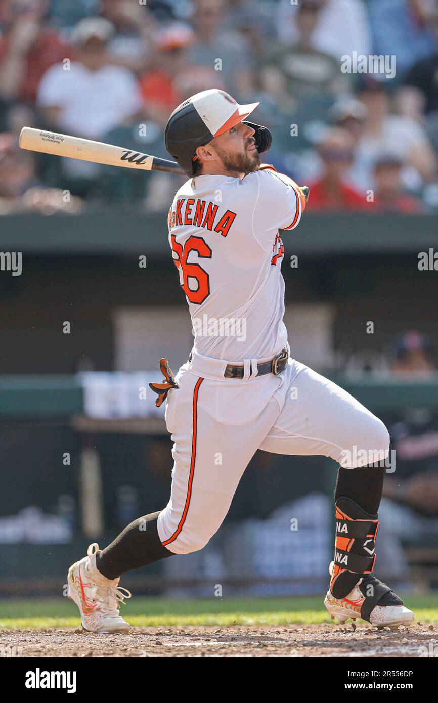 Baltimore, MD, USA; Baltimore Orioles left fielder Ryan McKenna (26 ...