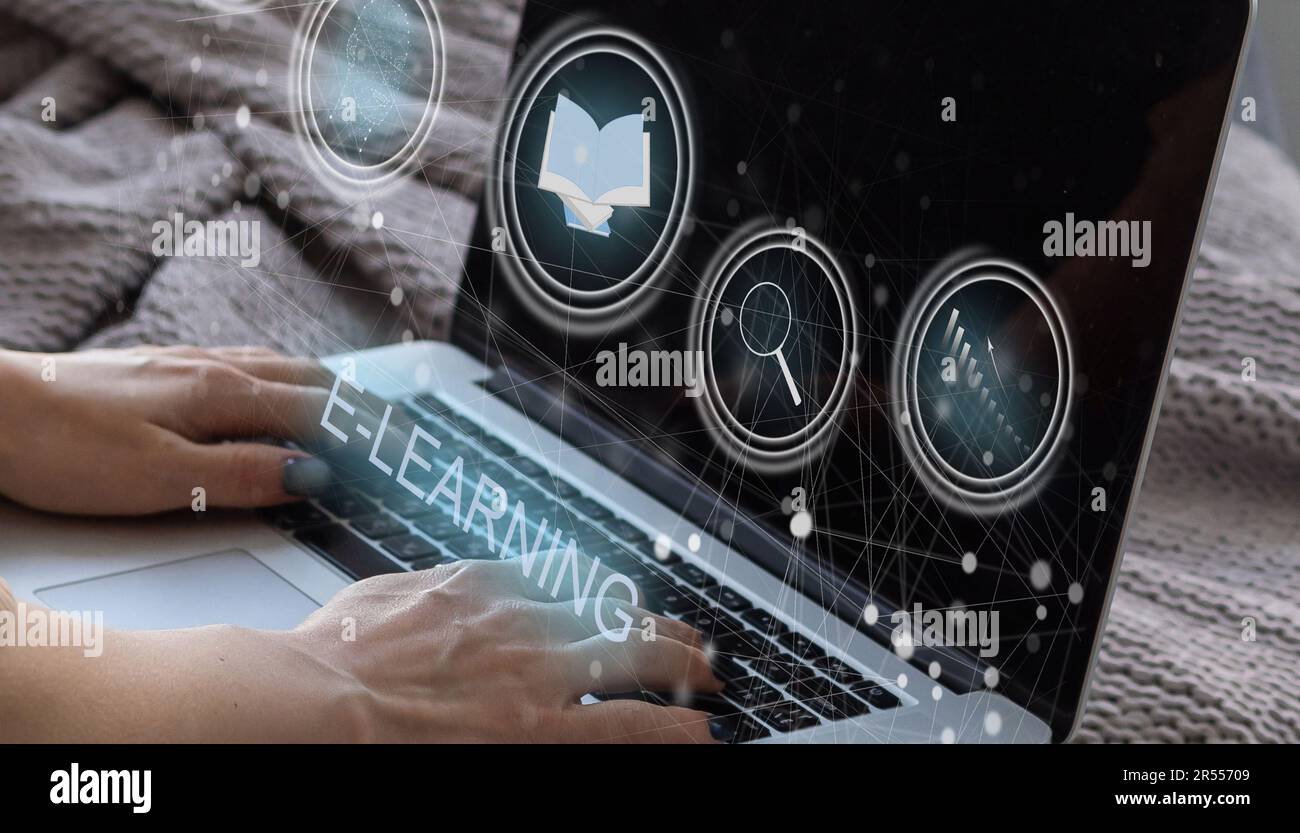 E-learning education, internet lessons and online webinar. Education ...