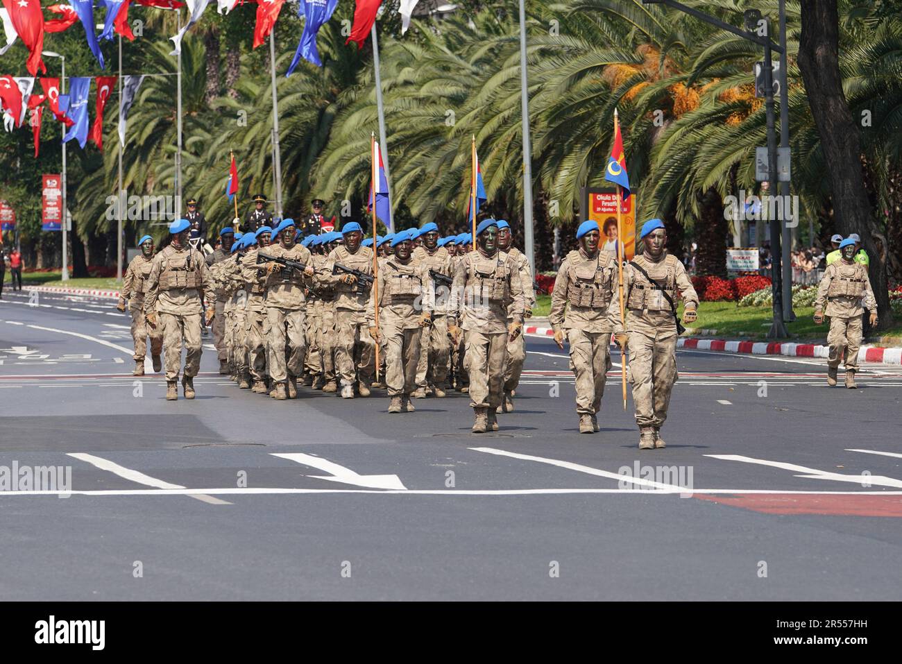 ISTANBUL, TURKIYE - AUGUST 30, 2022: Soldiers march during 100th ...