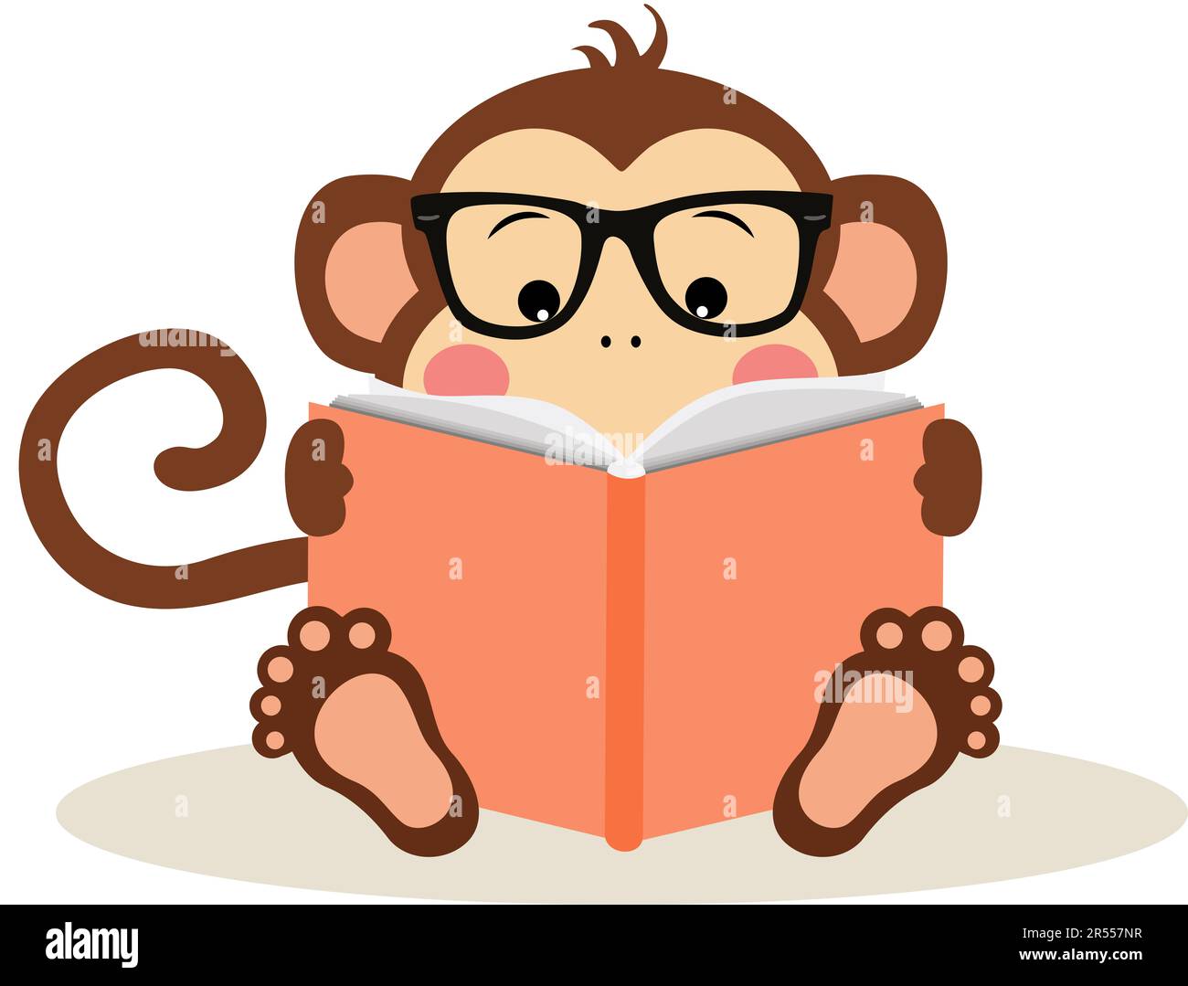 Cute monkey sitting reading a book Stock Photo - Alamy