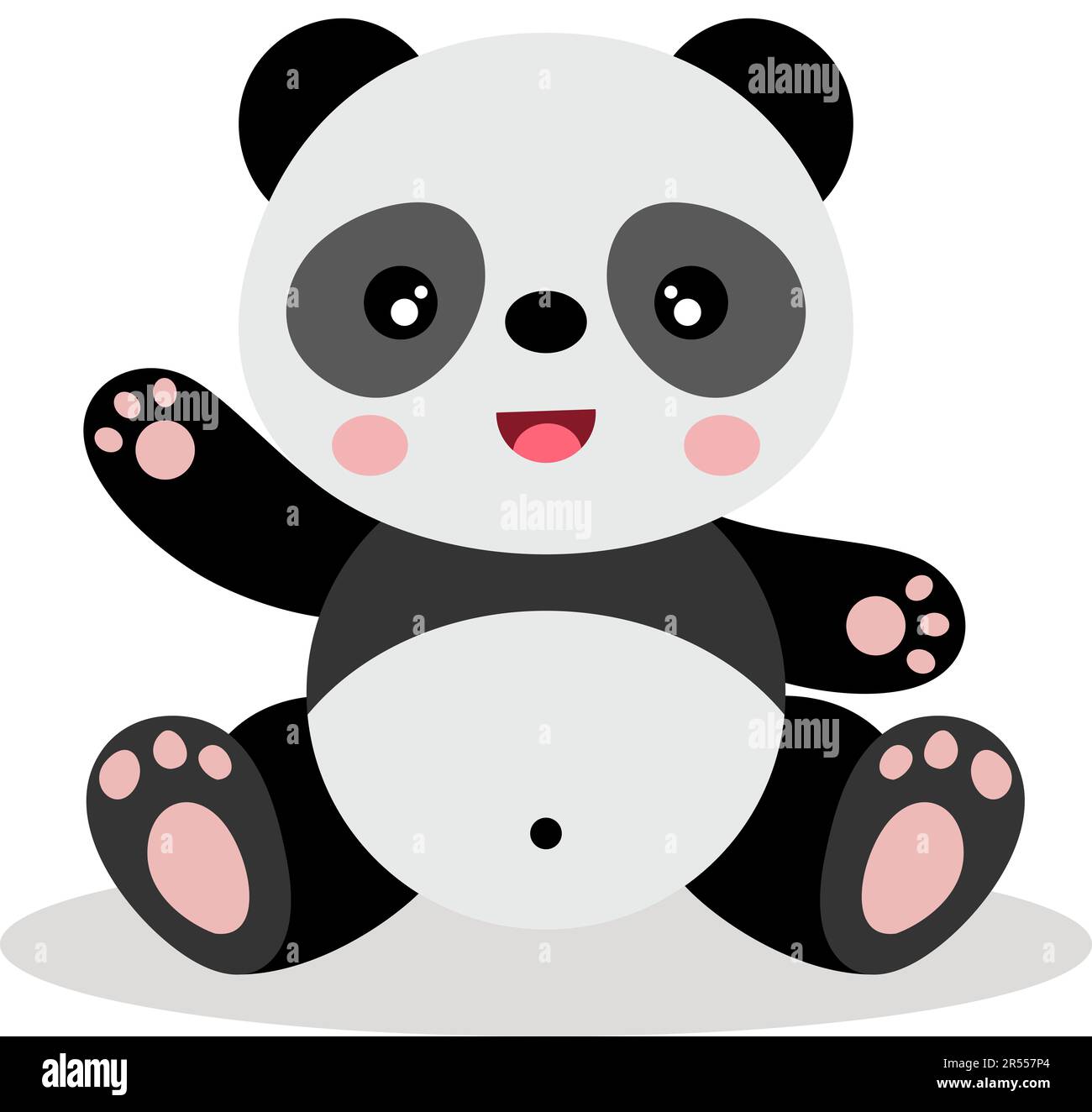 Cute panda waving hand sitting Stock Photo - Alamy