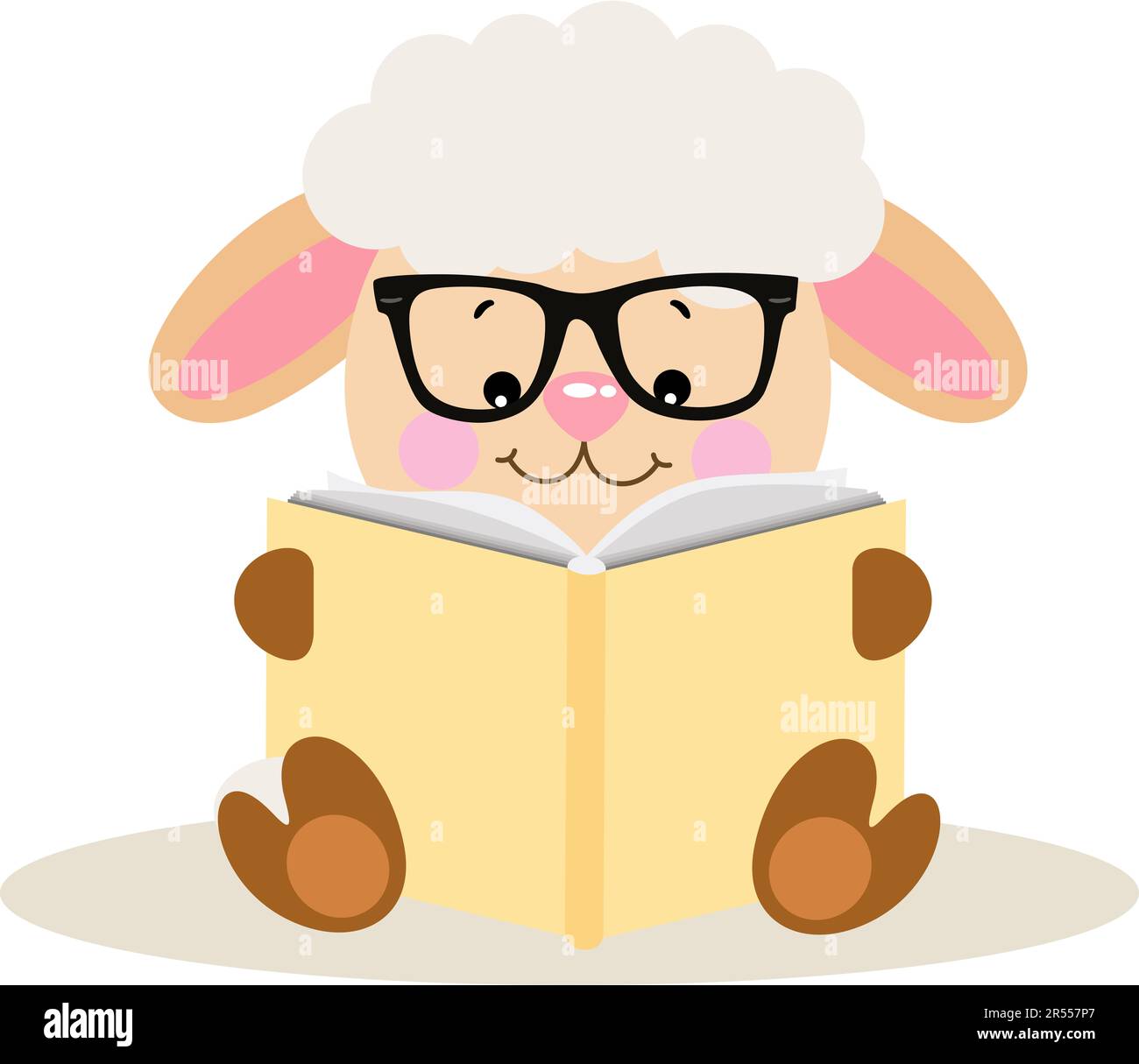 Cute sheep sitting reading a book Stock Photo - Alamy