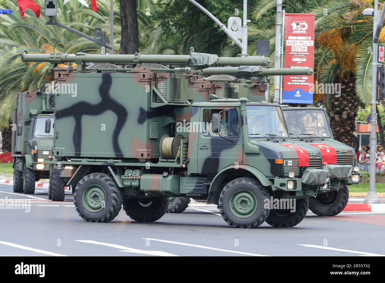 ISTANBUL, TURKIYE - AUGUST 30, 2022: Military vehicles parade in 100th ...
