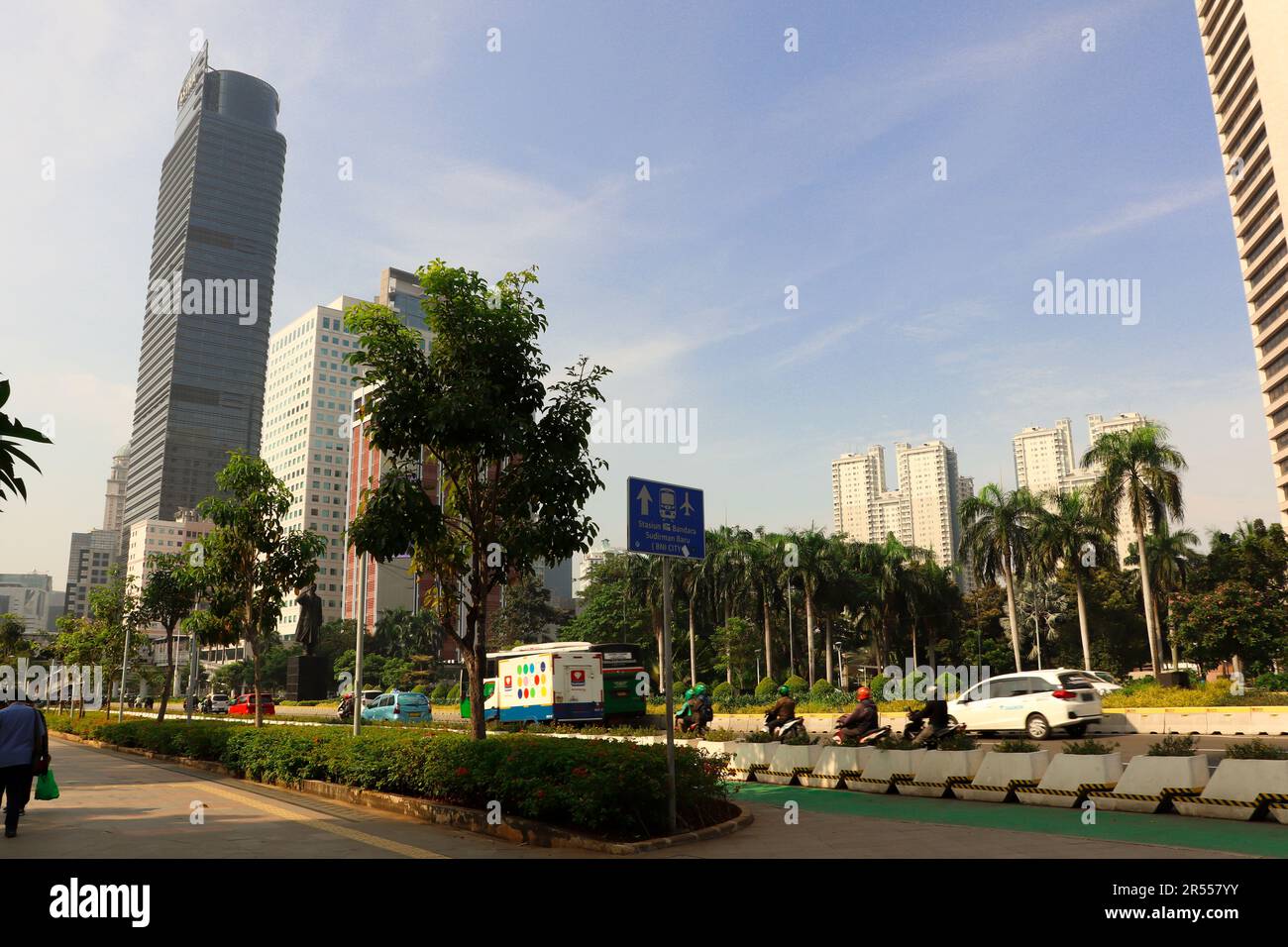 Sudirman Street in Jakarta with Statue of Sudirman Stock Photo - Alamy
