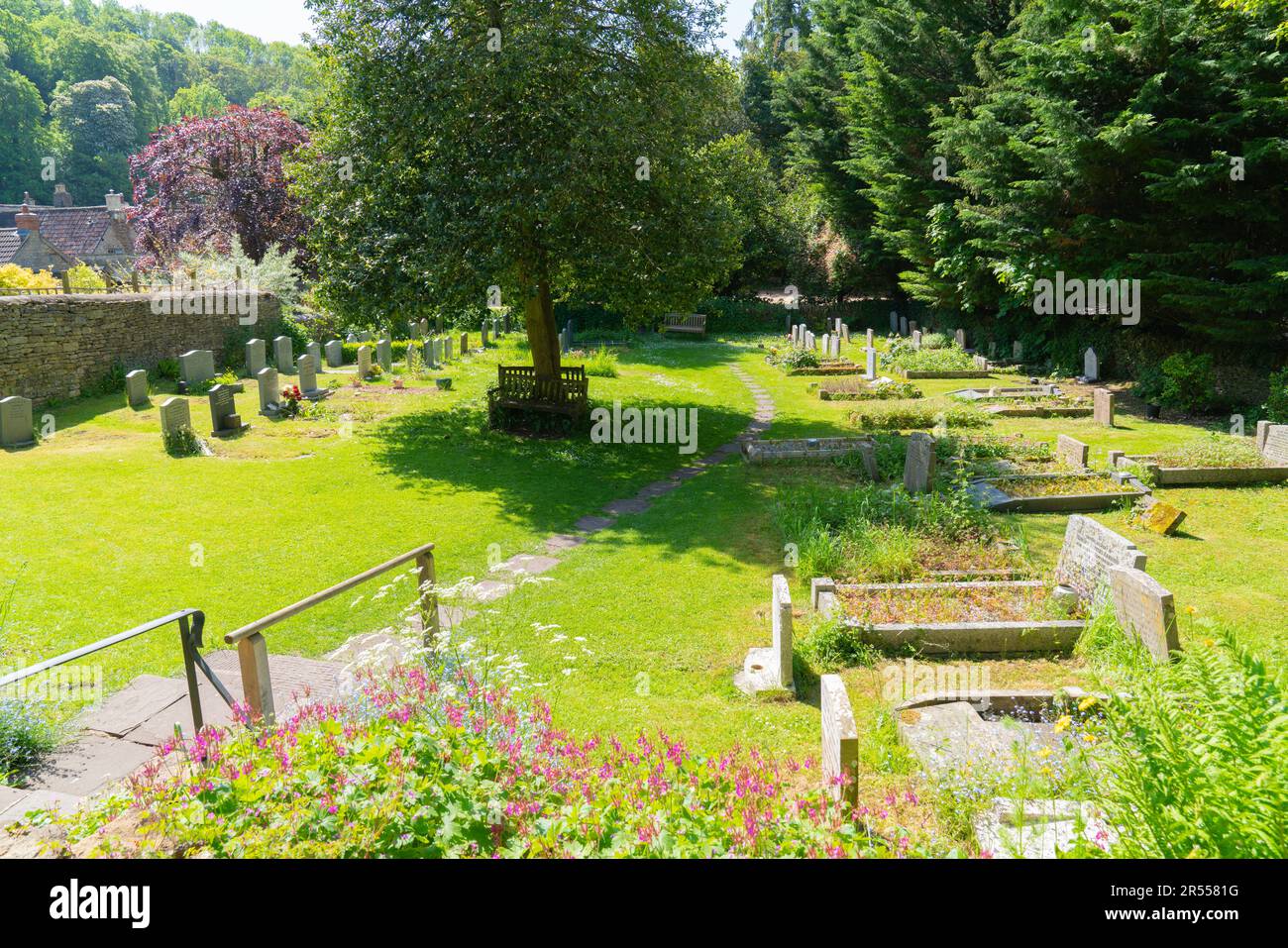 Castle Combe cemetery Wiltshire beautiful village England UK St Andrews ...