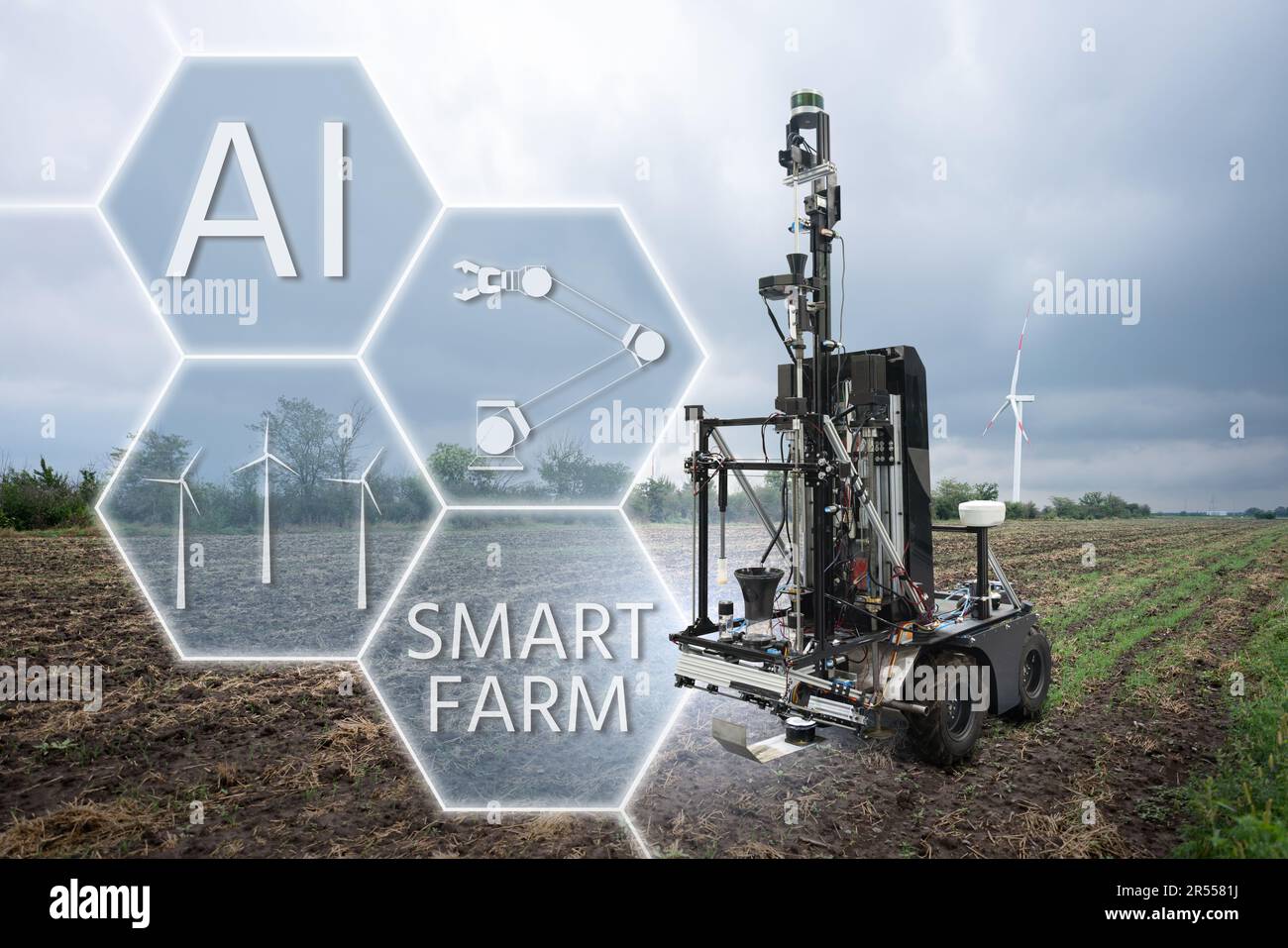 Robot for measuring soil quality in an agricultural field. Smart ...