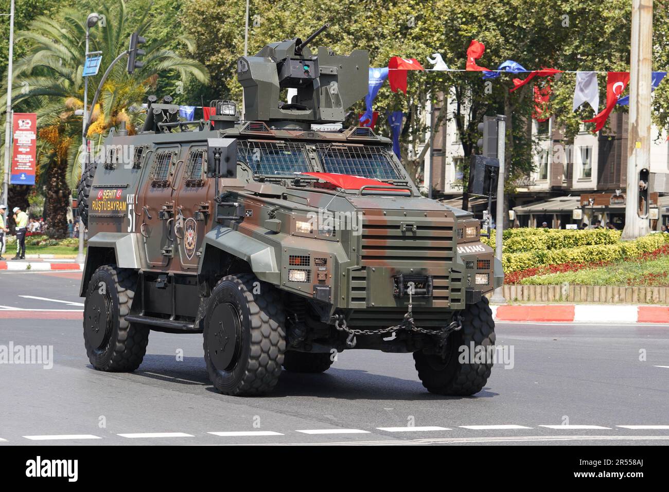 ISTANBUL, TURKIYE - AUGUST 30, 2022: Police vehicle parade during 100th ...