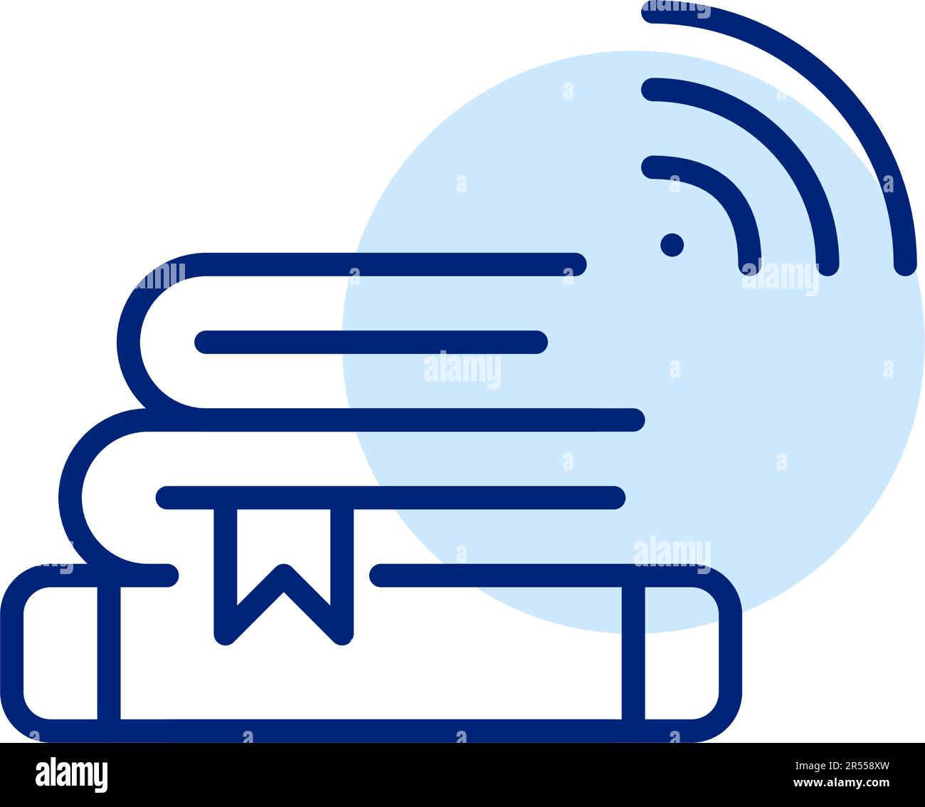 Electronic library icon. Stack of books with wi-fi symbol. Pixel ...