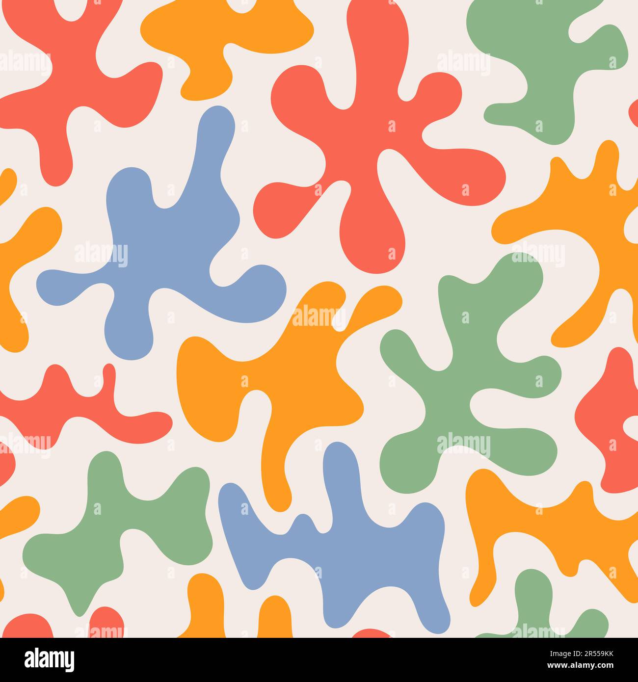 Hippie psychedelic spots seamless pattern. Vector retro groovy ...