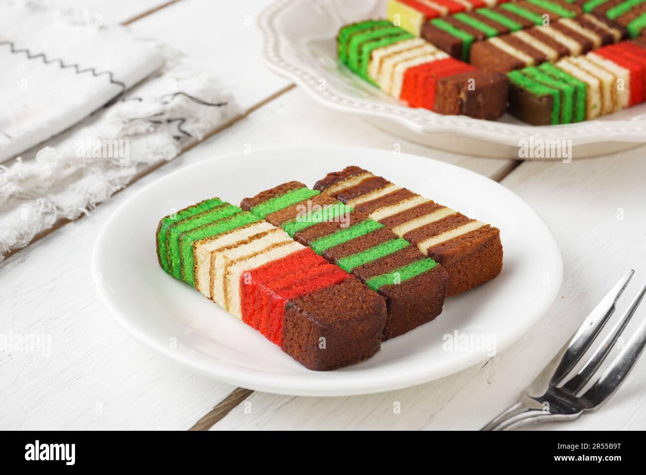 Malaysian dish Kek Lapis Sarawak or Sarawak layered cake with beautiful ...