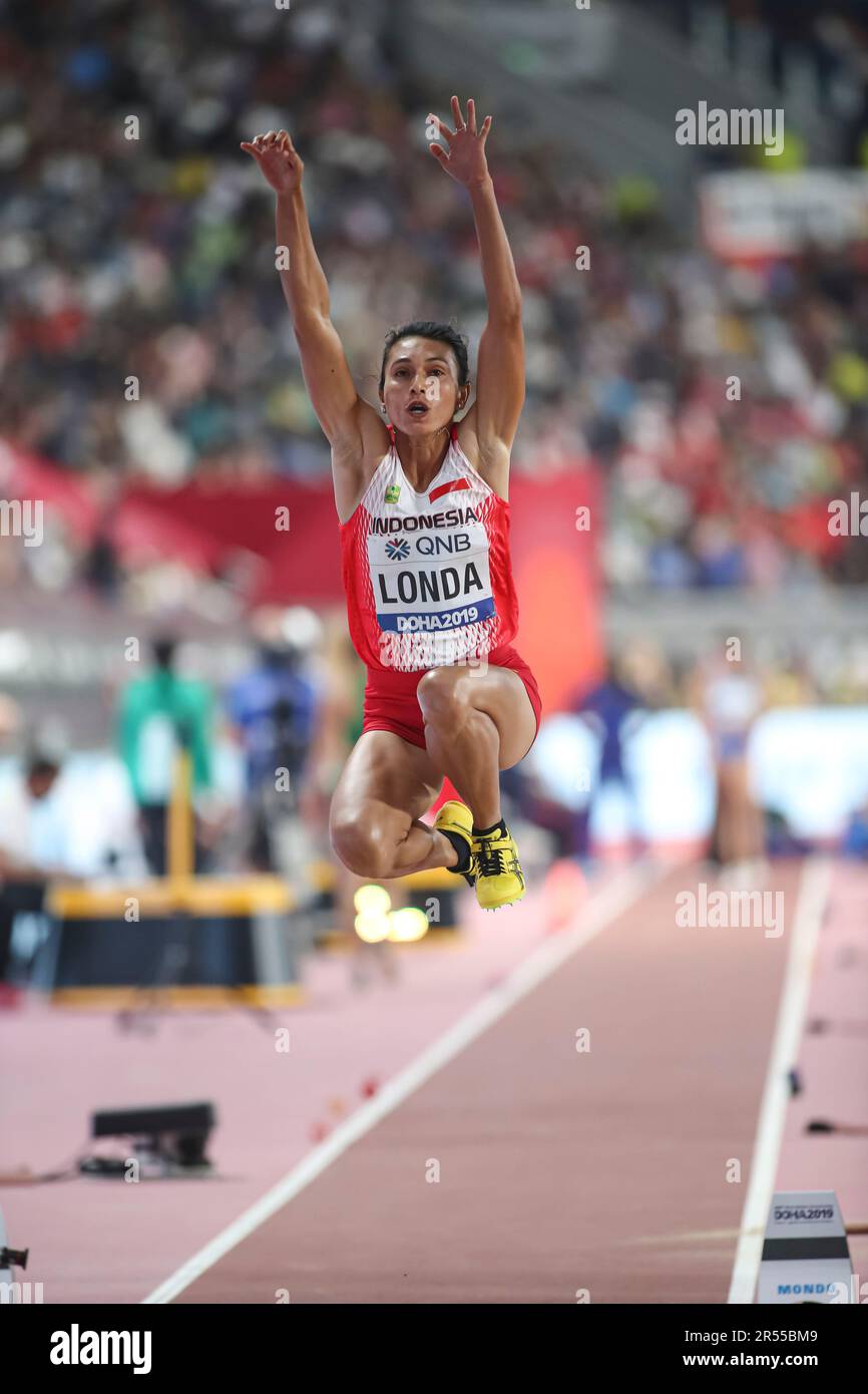 Maria Natalia Londa in the long jump at the Doha 2019 World Athletics ...