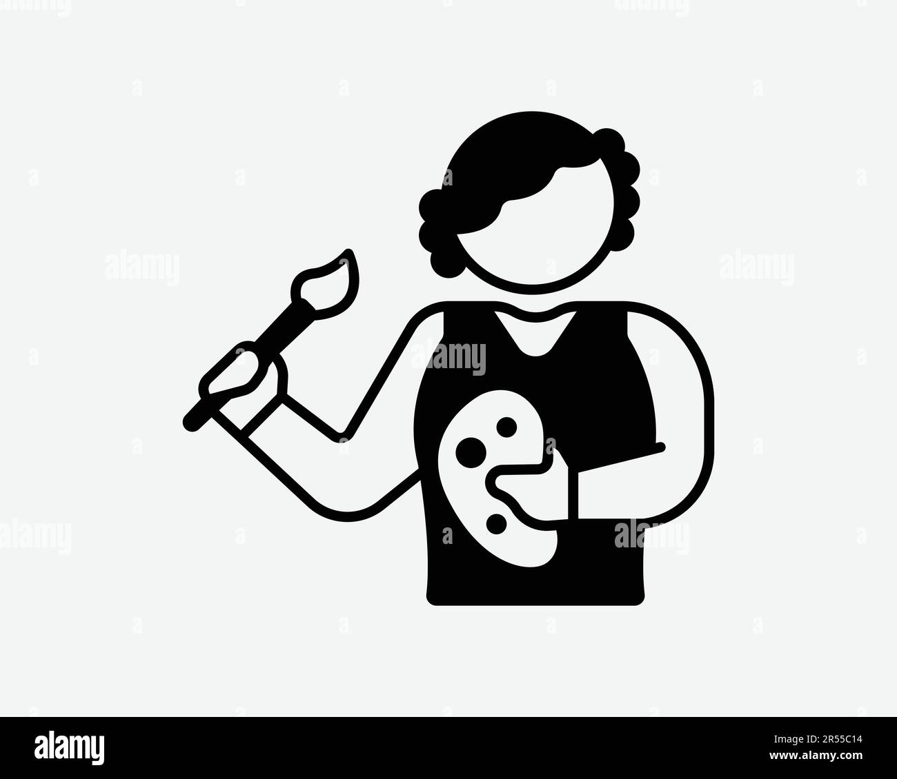 Female Artist Icon. Woman Painter Girl Art Design Paint Character ...