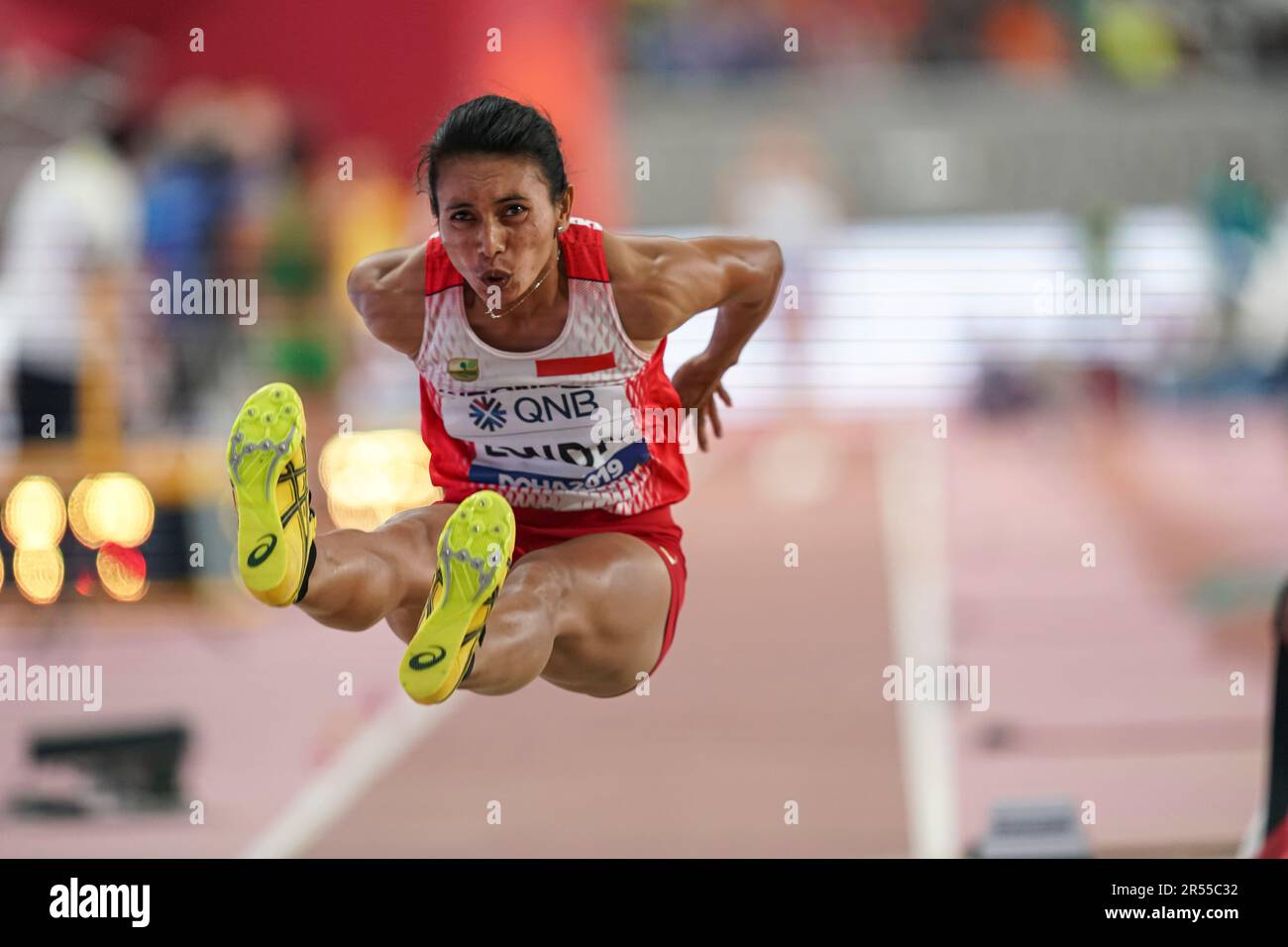 Maria Natalia Londa in the long jump at the Doha 2019 World Athletics ...