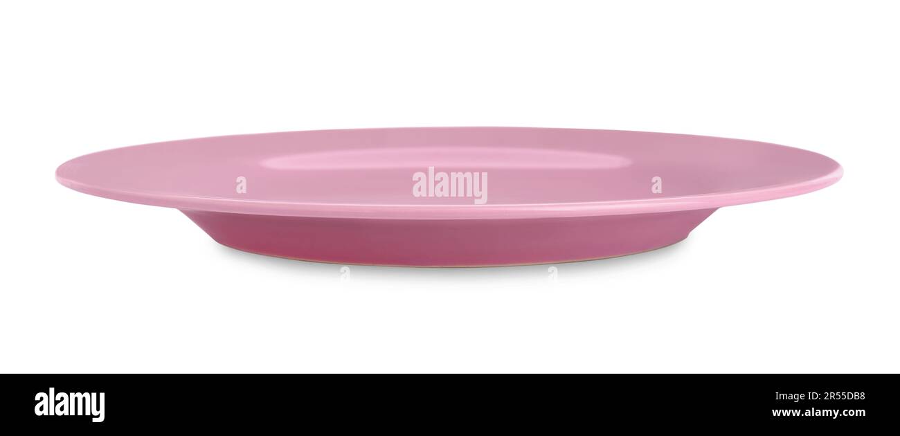 Empty pale pink ceramic plate isolated on white Stock Photo - Alamy