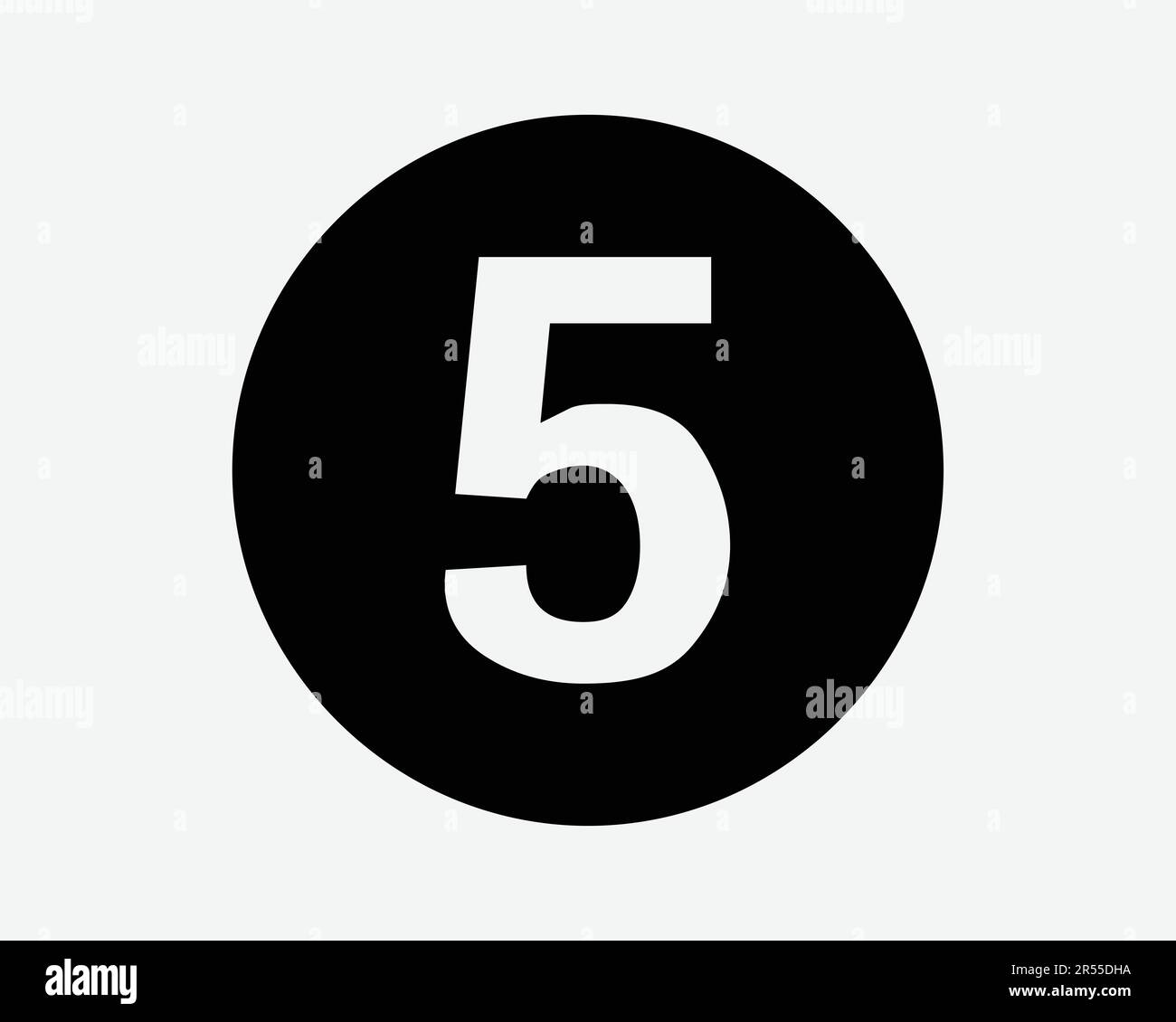 Number Five Icon. 5 Round Circle Digit Letter Count Down Counter ...