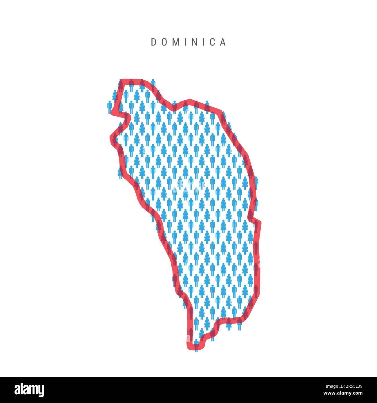 Dominica population map. Stick figures Dominican people map with bold ...