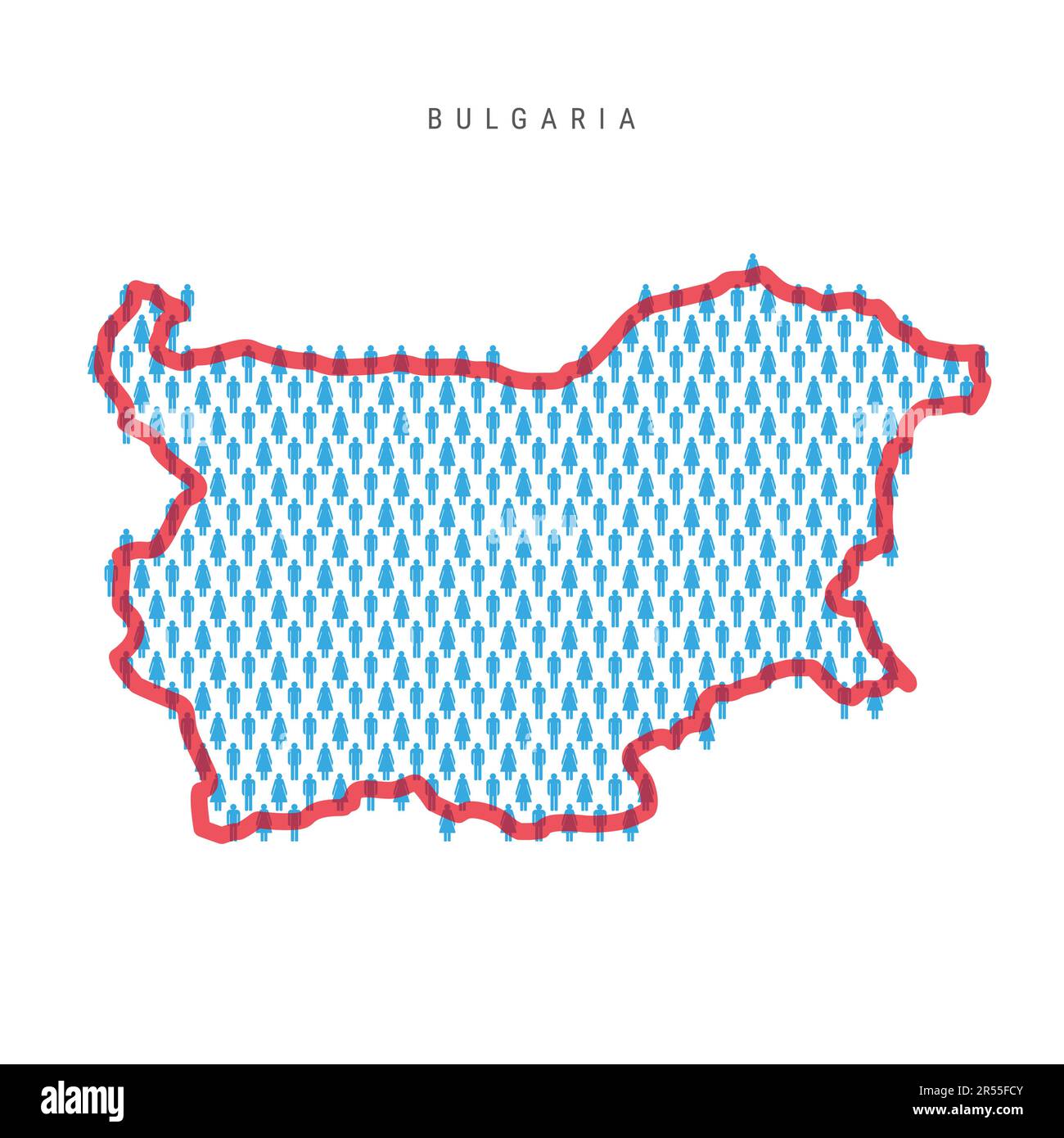 Bulgaria population map. Stick figures Bulgarian people map with bold ...