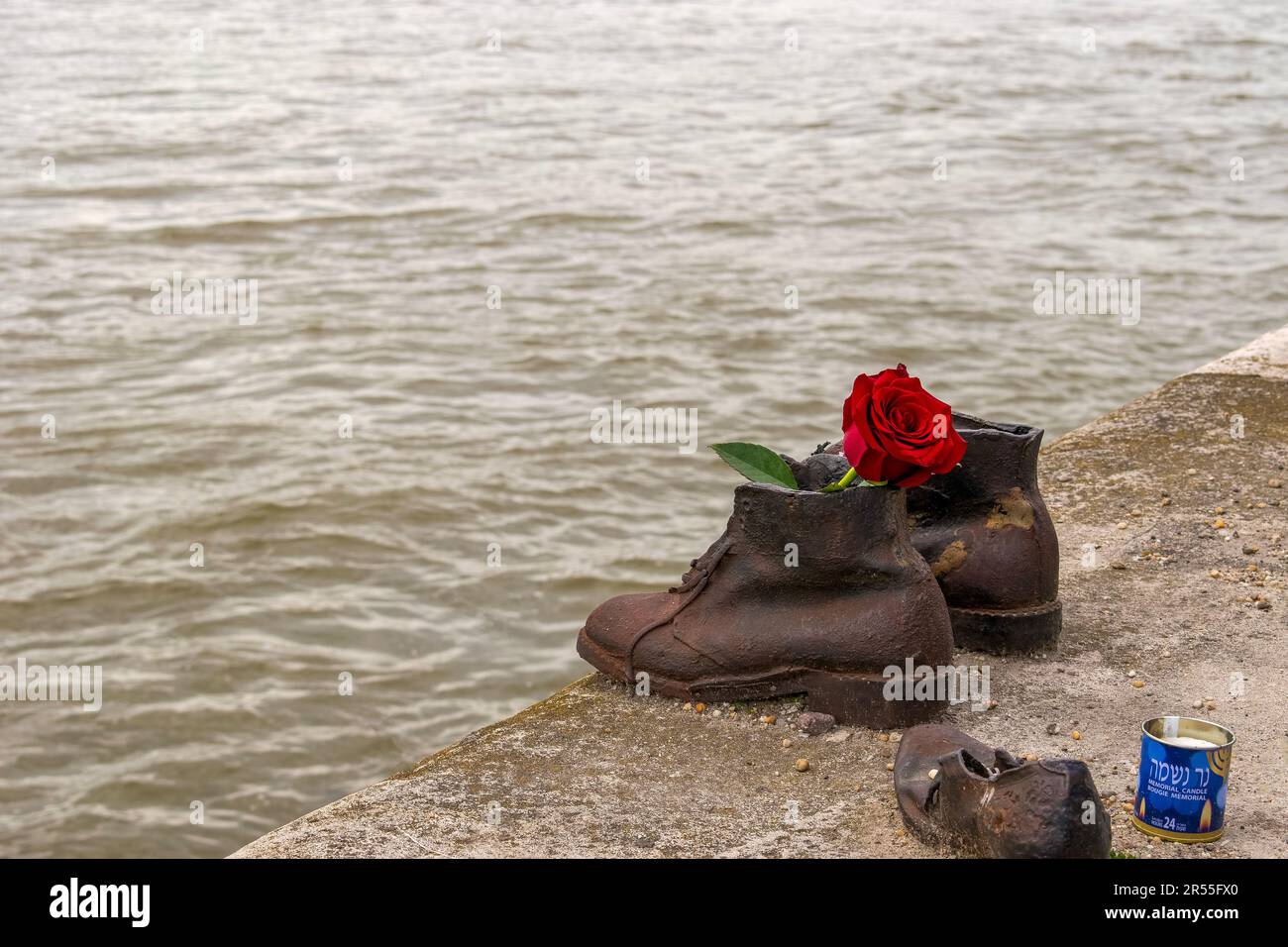 budapest, hungary - april 16, 2023 shoes on the danube Bank, a monument ...
