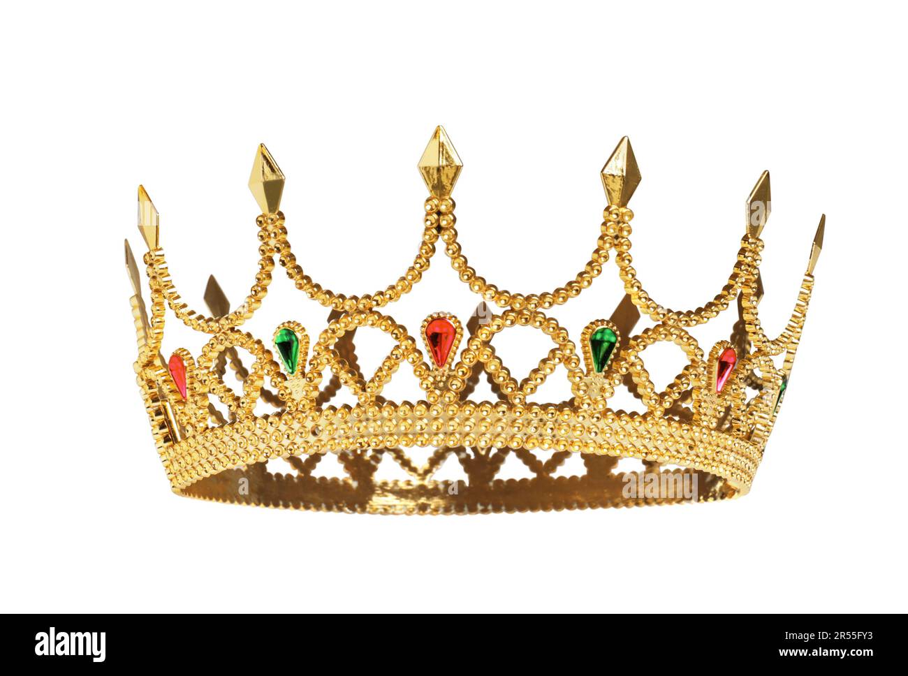 Beautiful gold crown with gems isolated on white Stock Photo - Alamy